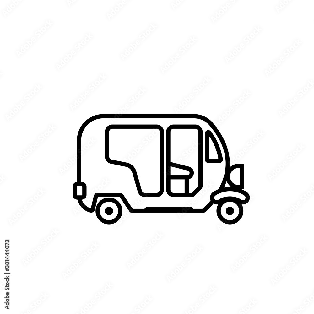 Three wheeler auto outline icon. Clipart image isolated on white ...