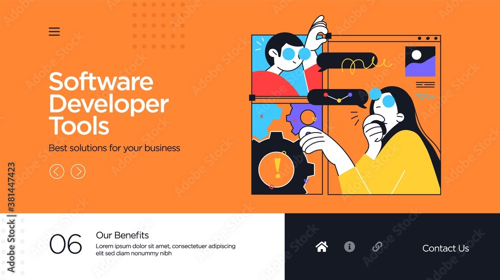 Landing Page Template Of Developing Computer Software Coding And