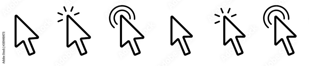 Set of Cursor icons click, vector icons. Mouse click cursor set. Cursor ...
