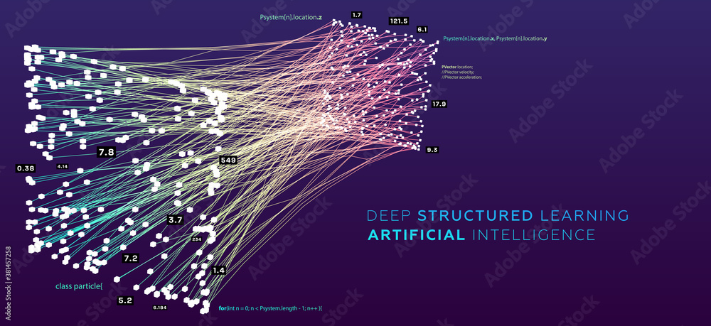 Vetor de Quantum computing, deep learning artificial intelligence, signal cryptography ...