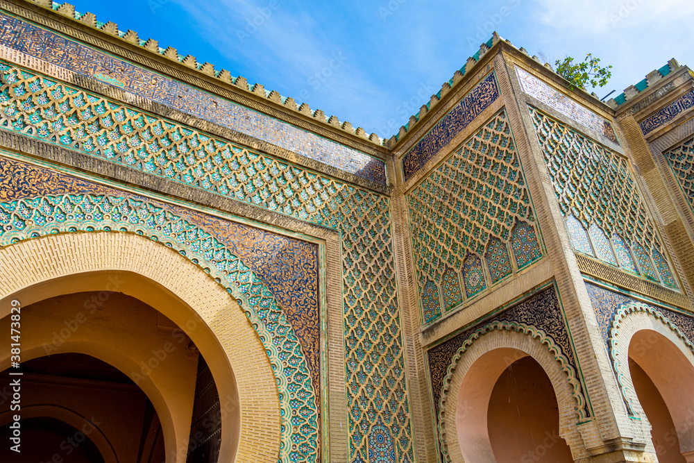 Fez, Morocco - June 26, 2019: Mansour Gate is the main gate of the ...