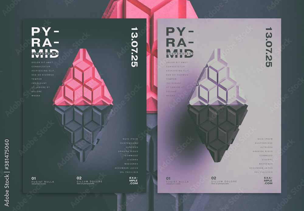 Modern 3D Abstract Pyramid Poster Layout Stock Template | Adobe Stock