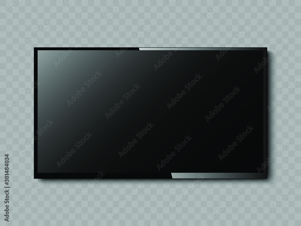 New Version of High Detailed Black Slim Realistic TV isolated on ...
