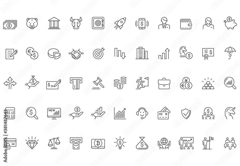 Finance Outline Icon Set Stock Template | Adobe Stock