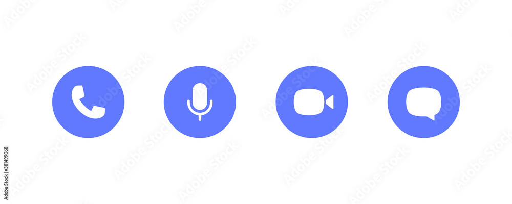Video call icon set. Buttons design for video conference, online ...