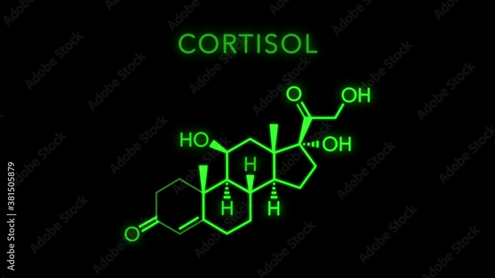 Cortisol Molecular Structure Symbol Neon Animation on black background ...