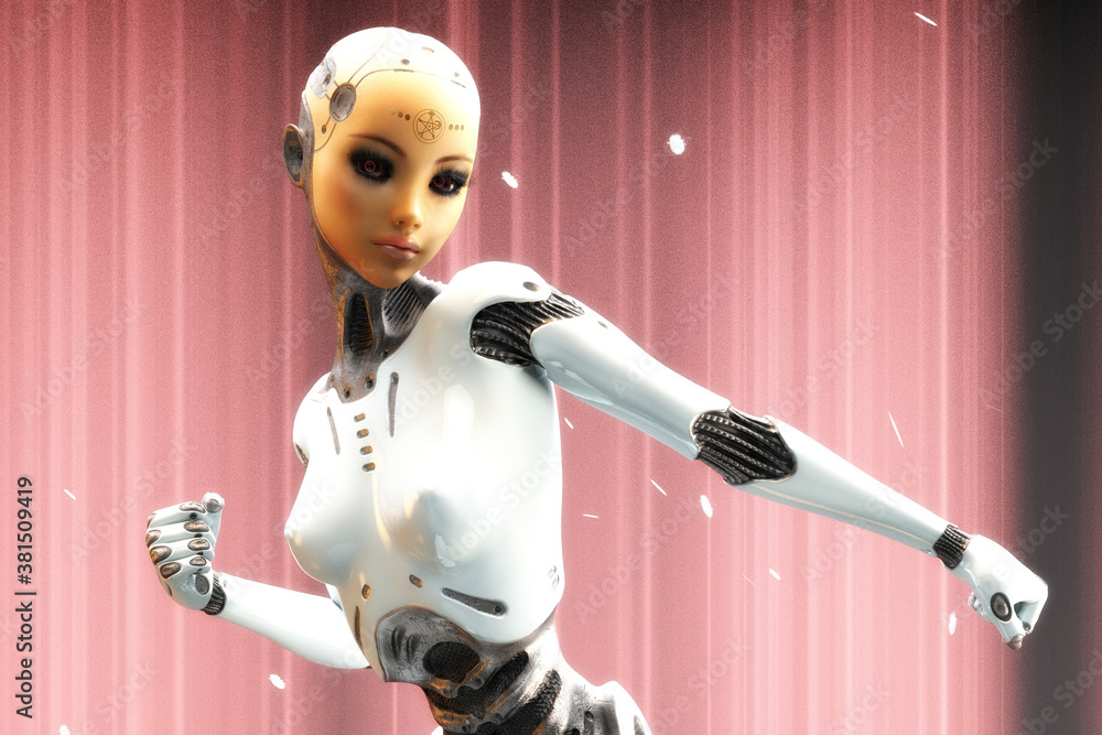 Artistic 3d Illustration Of A Female Cyborg Stock Illustration Adobe