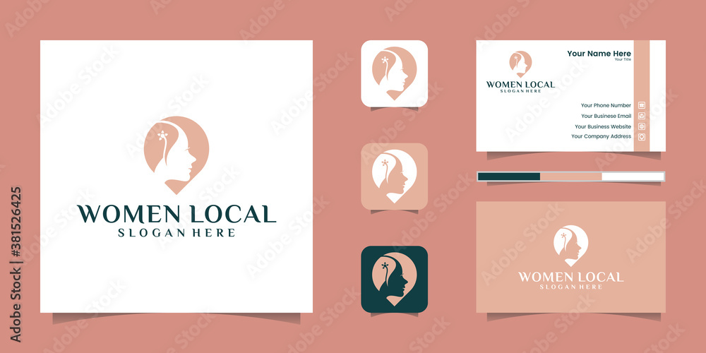 Woman place logo inspiration . feminine pin logo design template ...