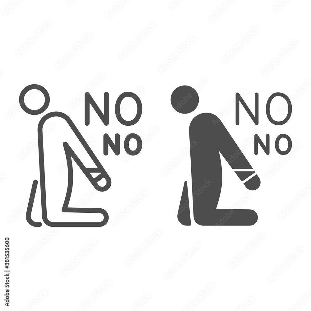Vecteur Stock Man on knees with his hands tied line and solid icon ...