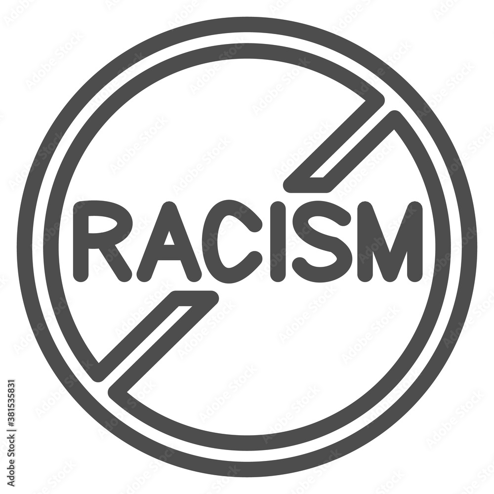 No to racism sign line icon, Black lives matter concept, Stop racism ...
