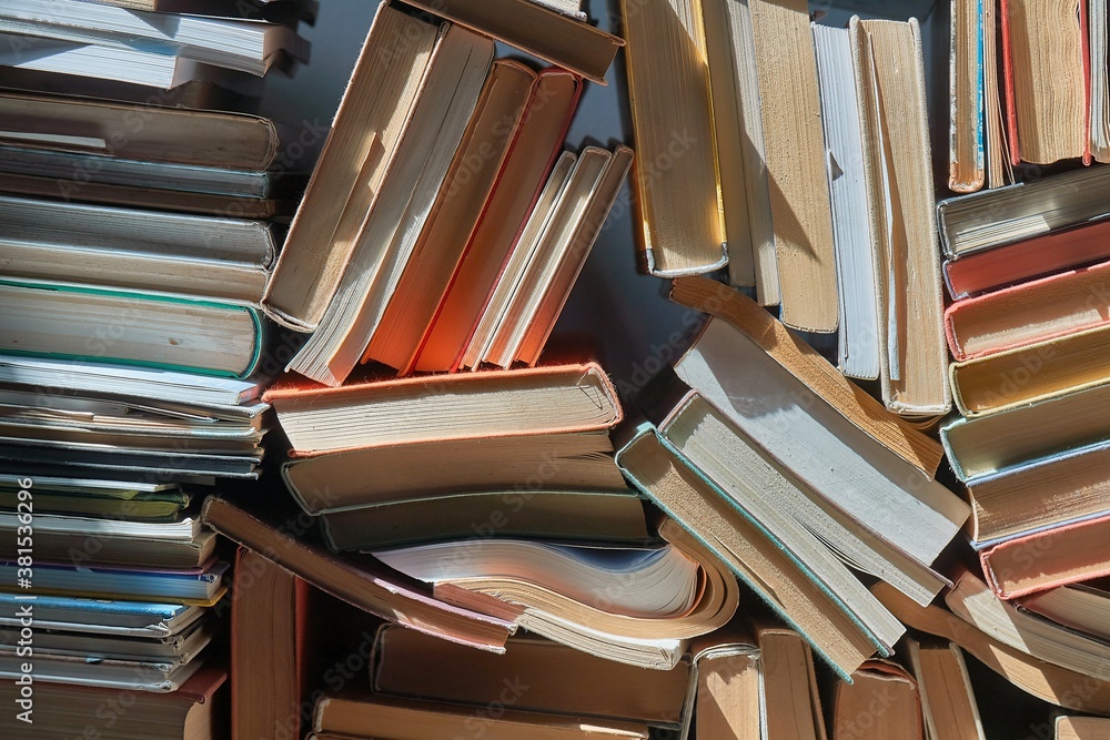 Pile of old books in stacked up Stock Photo | Adobe Stock