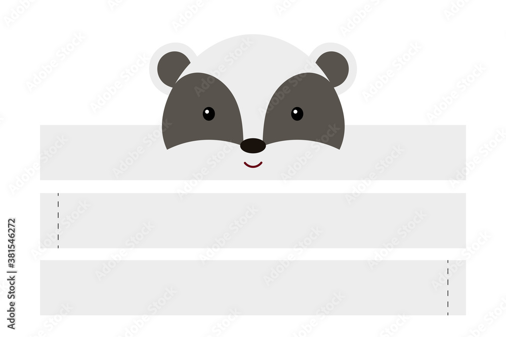 Printable badger paper hat. Party crown die cut template for birthday ...