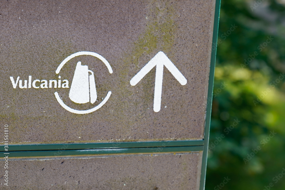 Vulcania logo text and arrow sign of Park educational French amusement ...