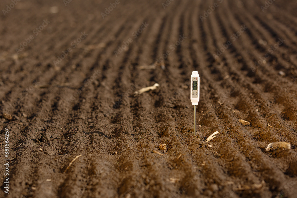 Soil temperature sensors that measure soil temperature at the field ...