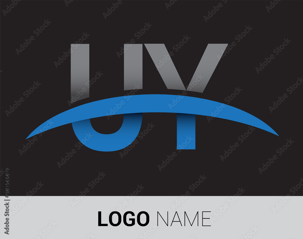 UY initial logo company name colored grey and blue swoosh design. Stock ...