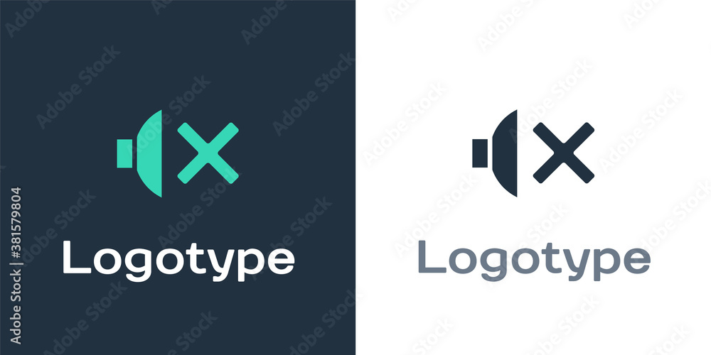 Logotype Speaker mute icon isolated on white background. No sound icon ...