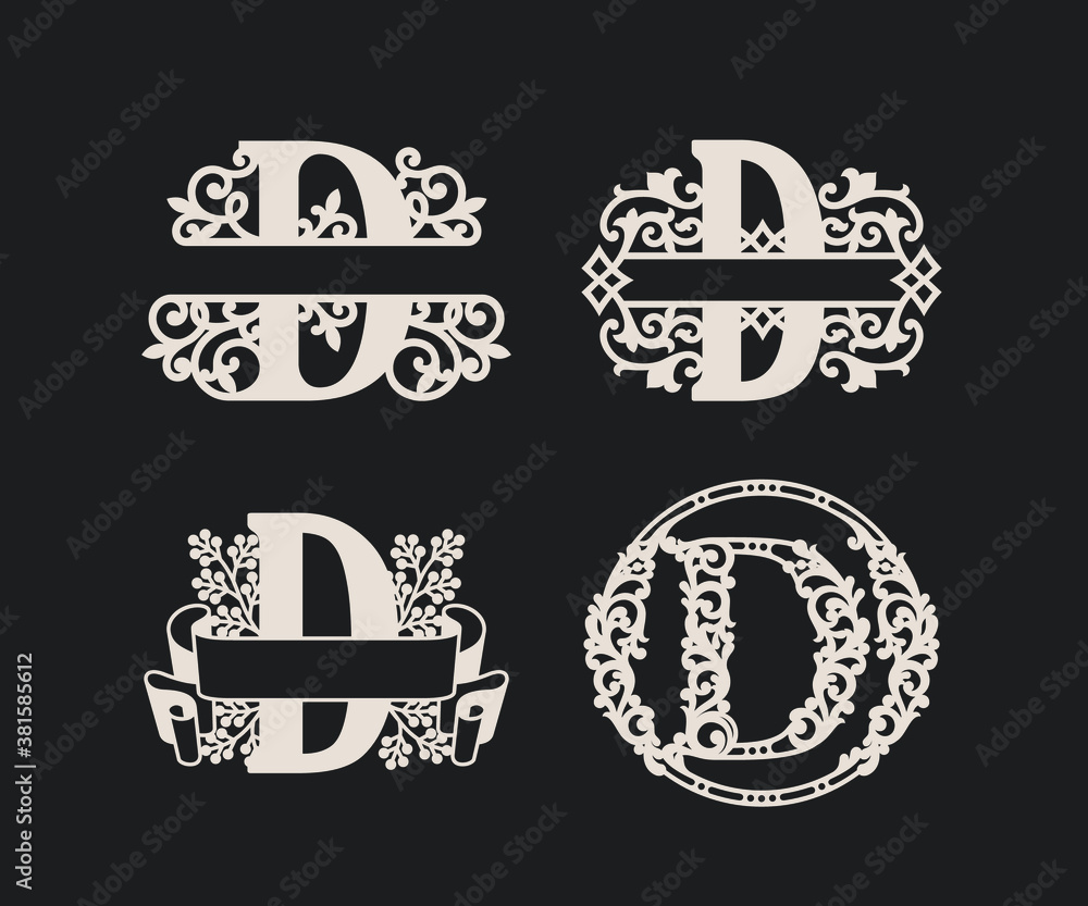 Alphabet Split Monograms, Split Letter Monogram, Alphabet Frame Font ...