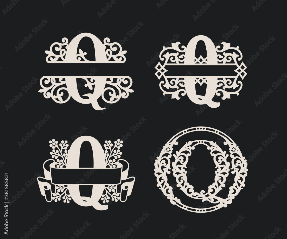 Alphabet Split Monograms, Split Letter Monogram, Alphabet Frame Font ...