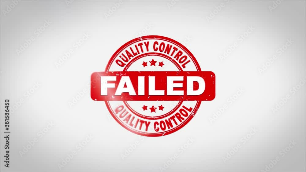QUALITY CONTROL Failed Signed Stamping Text Wooden Stamp Animation. Red ...