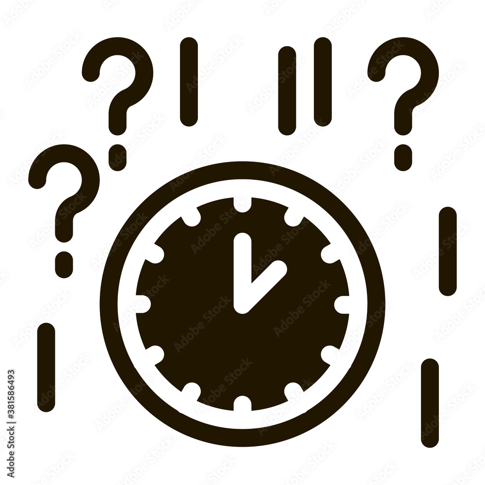 Clock And Question Mark glyph icon vector. Clock And Question Mark Sign ...
