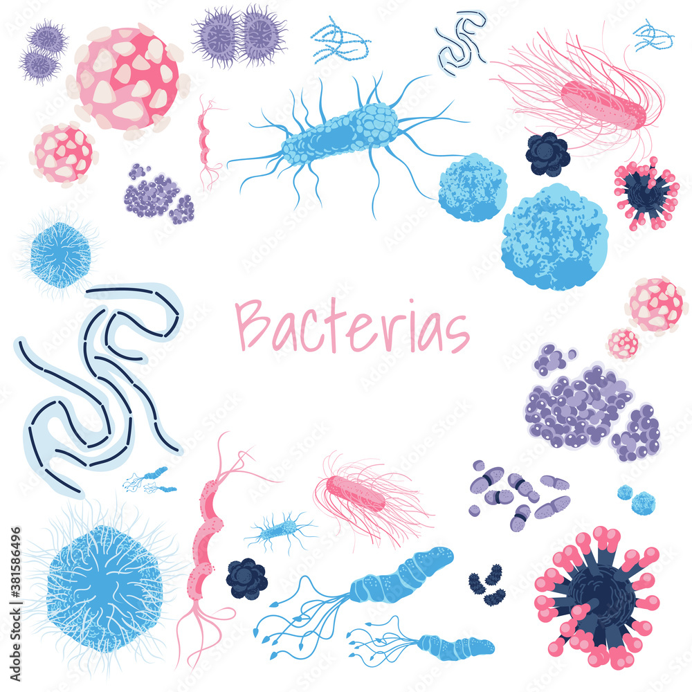 Vecteur Stock Bacterial microorganisms background. Microbes, infectious ...