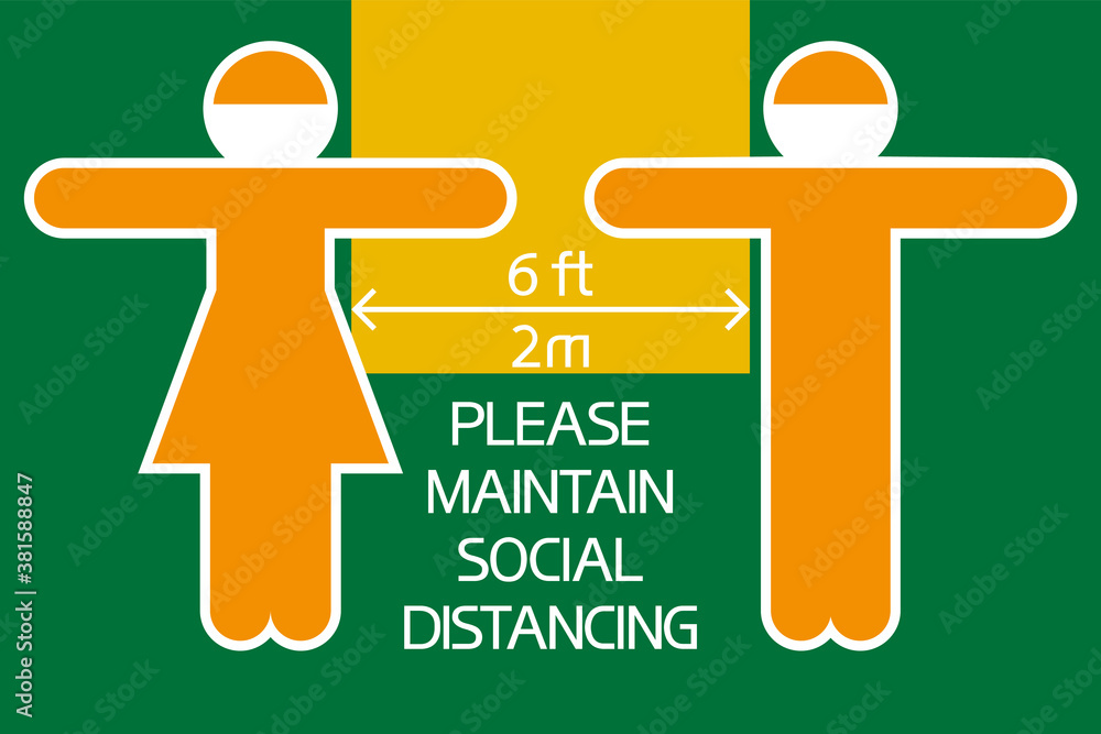 Safety first.Sign. Please maintain social distancing-poster, flat ...