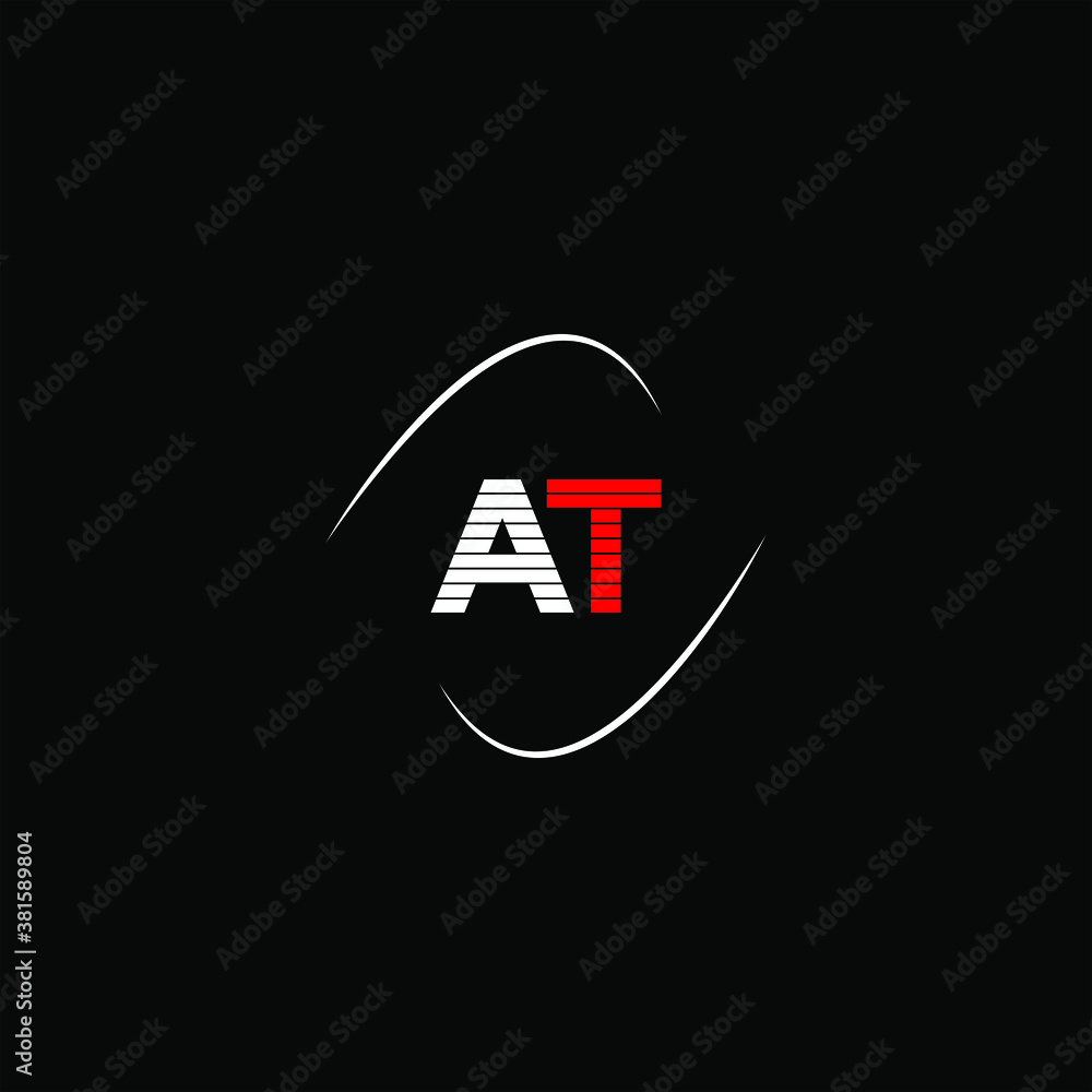A T letter logo emblem design on black color background Stock Vector ...