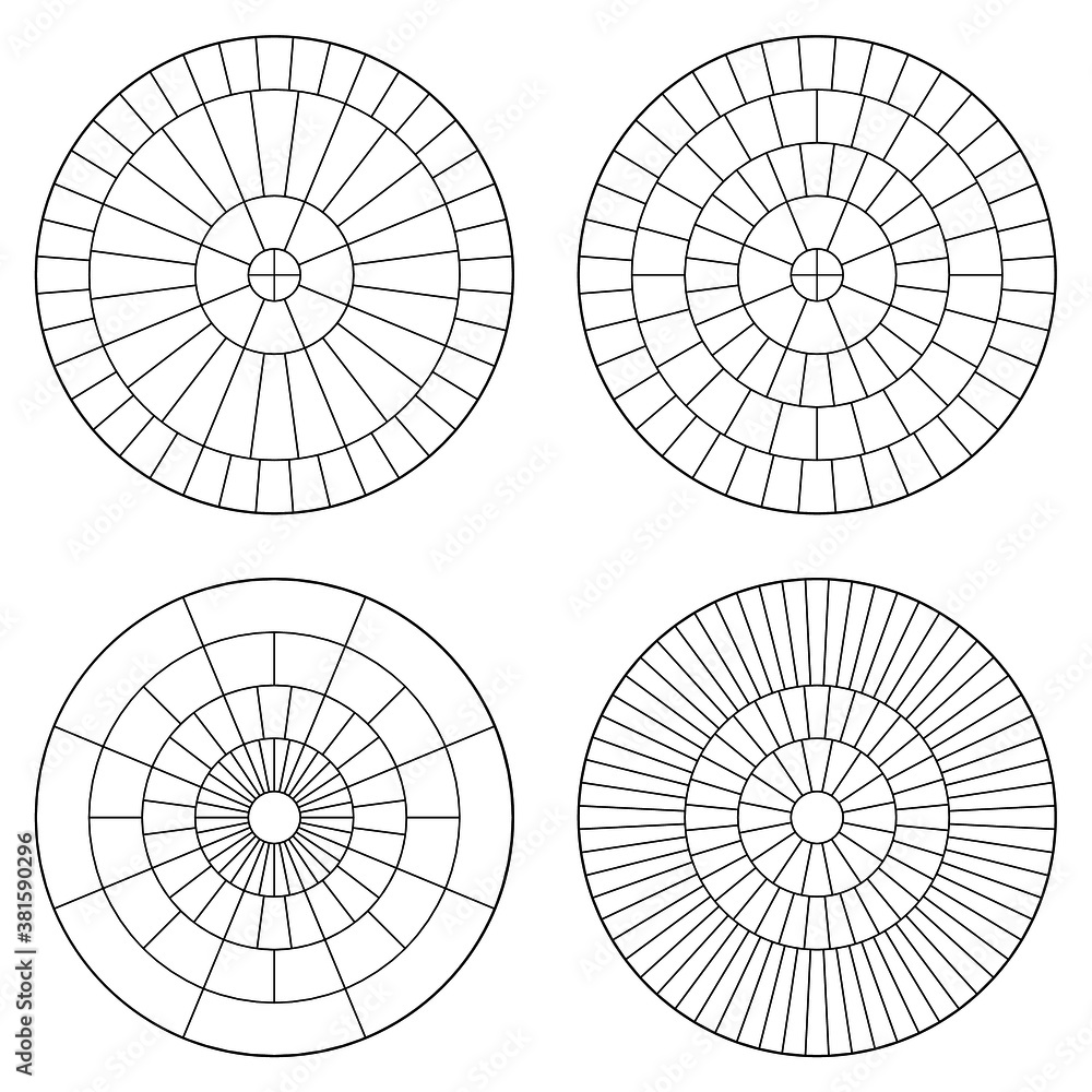 Set of circular mosaic paving pattern. Symmetrical and equal garden ...