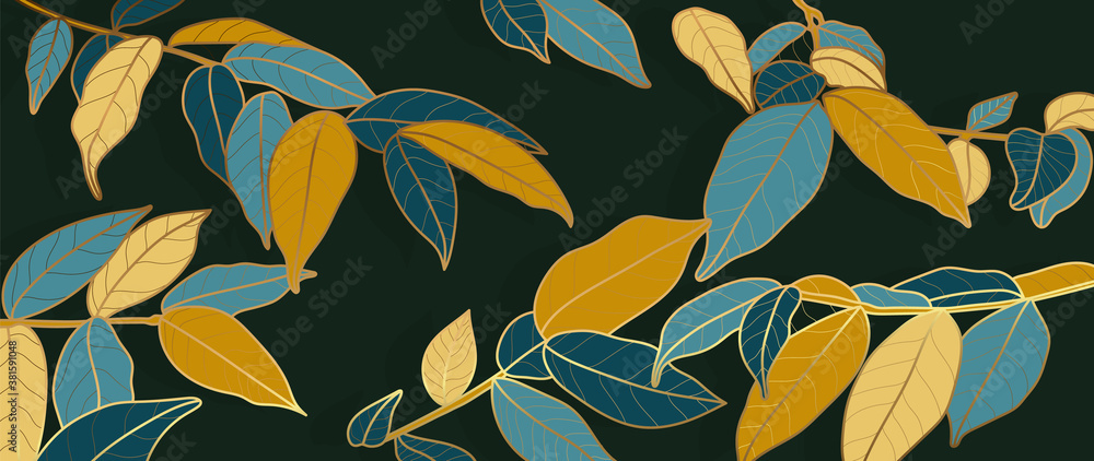 Luxury gold nature background vector. Floral pattern, Golden Tropical ...