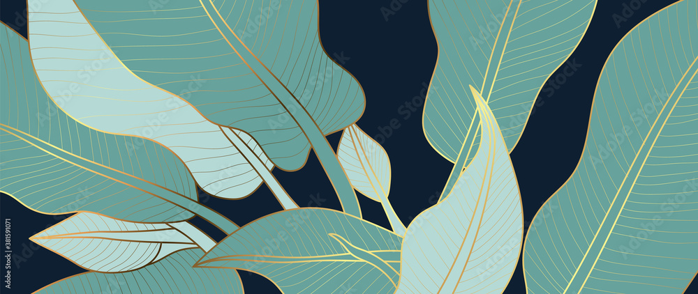Luxury gold nature background vector. Floral pattern, Golden Tropical ...