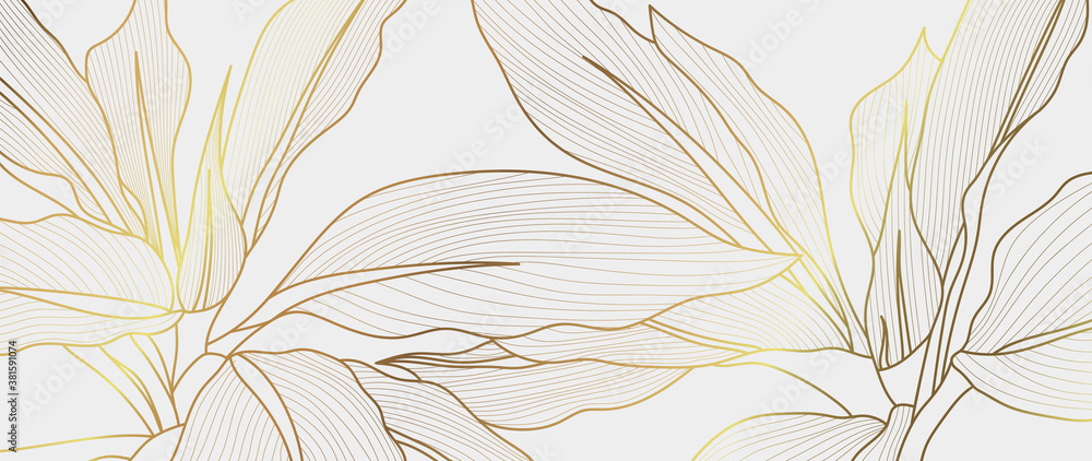 Luxury gold nature background vector. Floral pattern, Golden Tropical ...