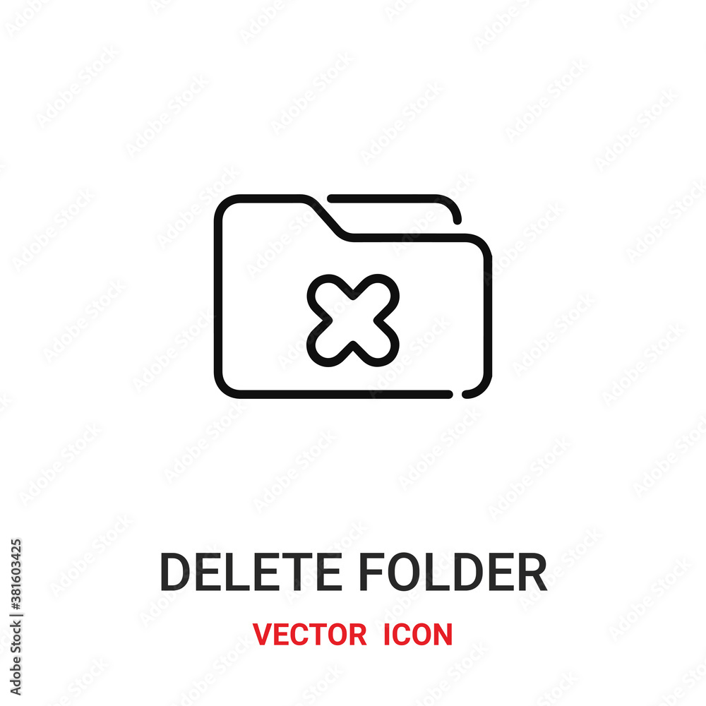 delete folder icon vector symbol. delete folder symbol icon vector for ...