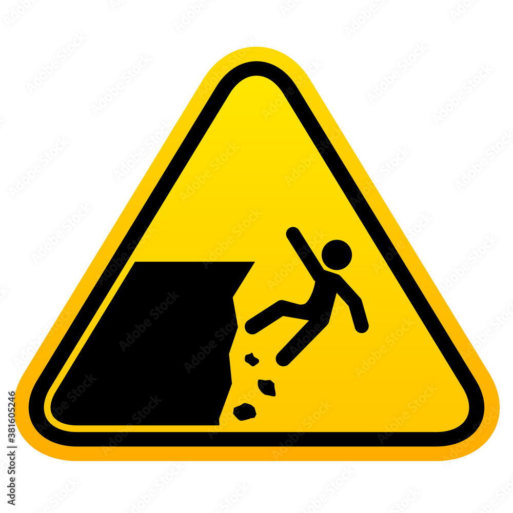 Danger cliff warning sign, keep out Stock Vector | Adobe Stock