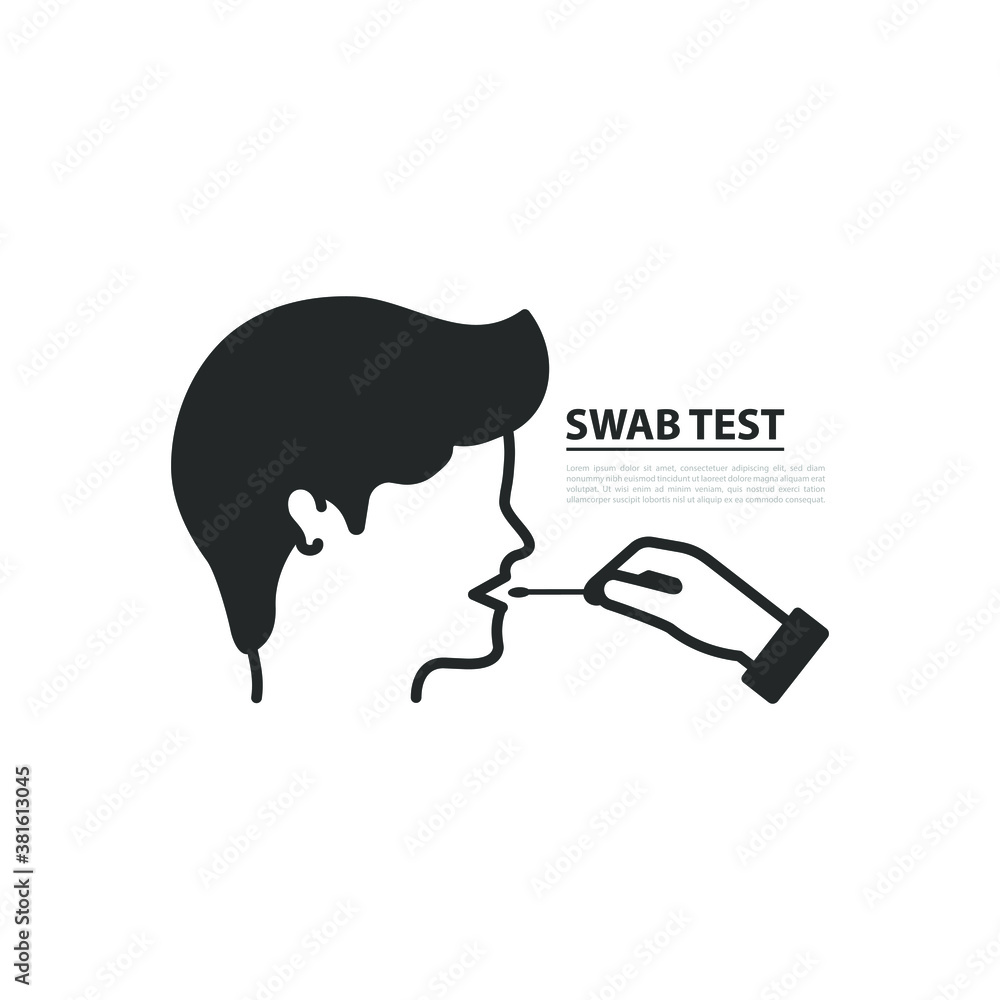 Mouth swab test for COVID-19 icon concept isolated on white background ...