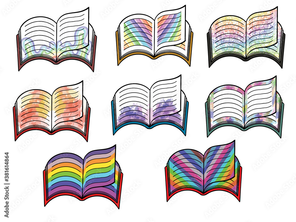 Books clip art collection. You can use this file to print on greeting ...