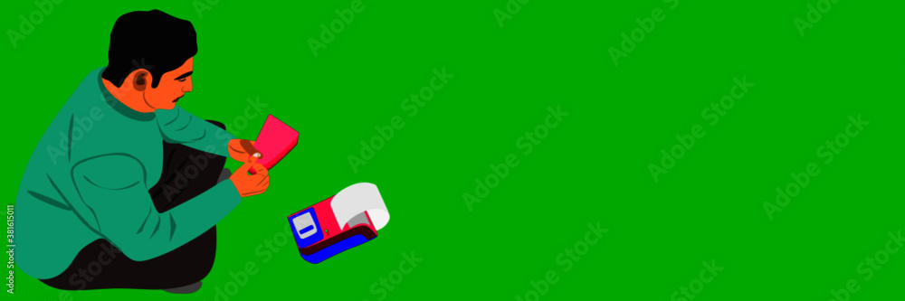 An indian small micro finance bank employee cartoon counting bank note ...