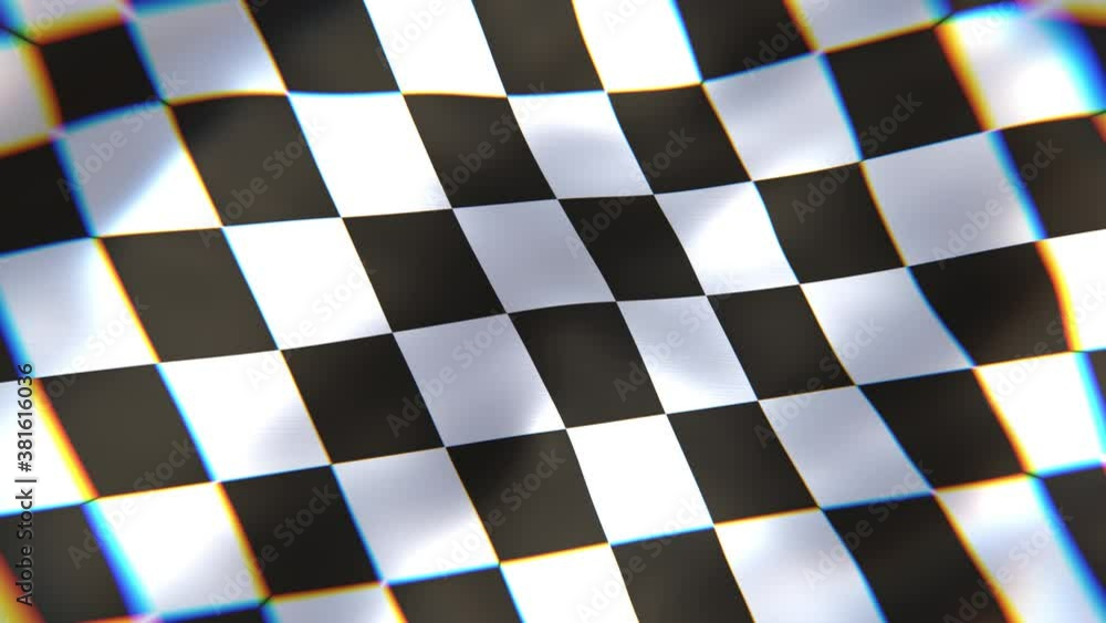 Realistic looping 3D animation of the vintage checkered race flag with ...
