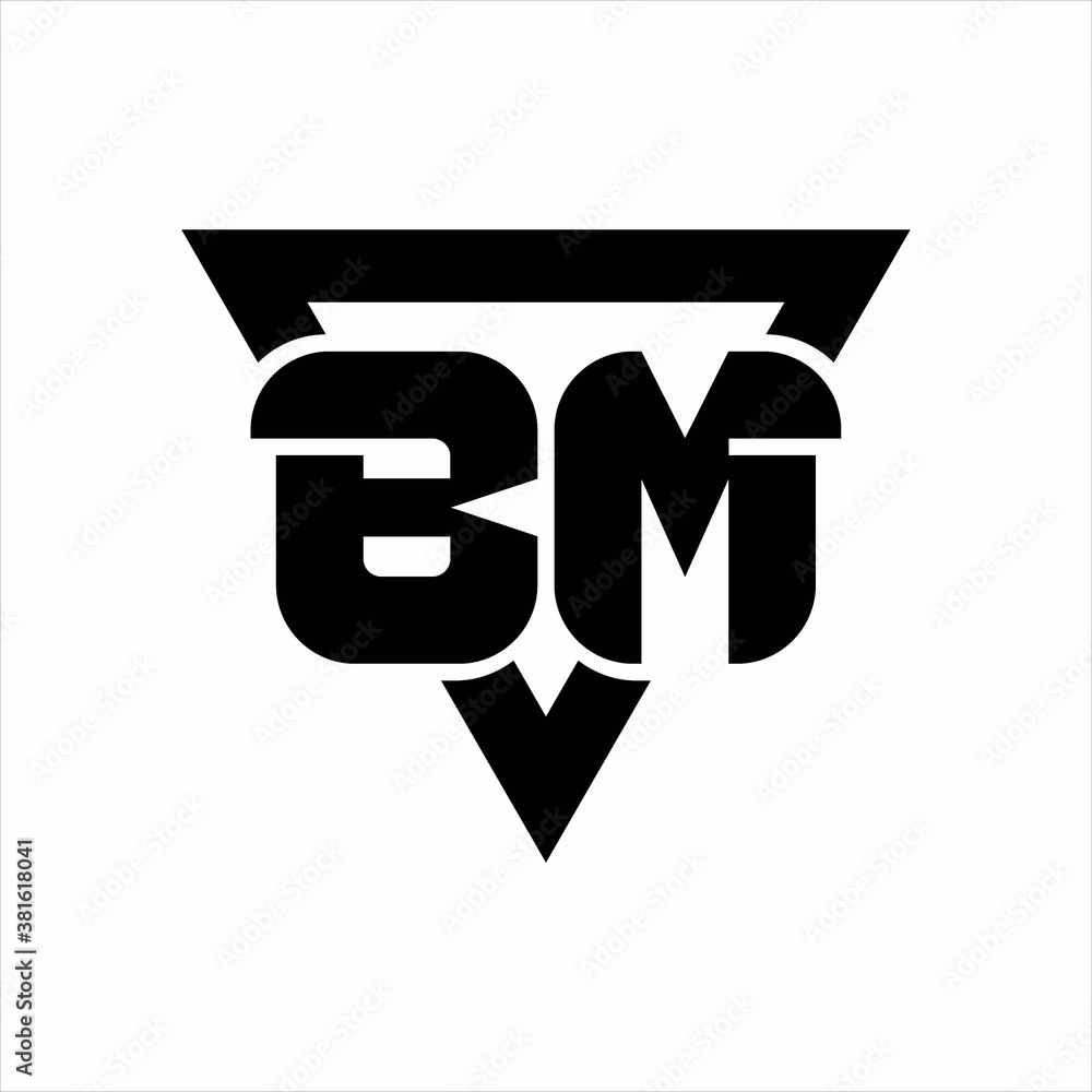 BM Logo monogram with triangle shape rounded design template Stock ...