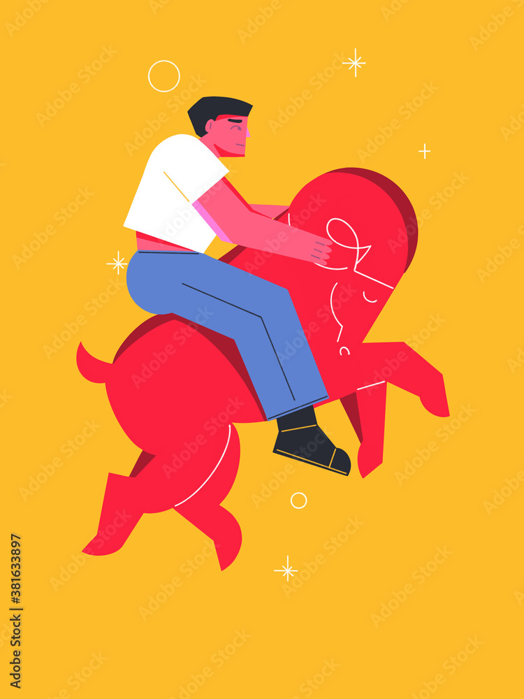 Aries zodiac sign. Magic male characters. Hand drawn abstract graphic ...