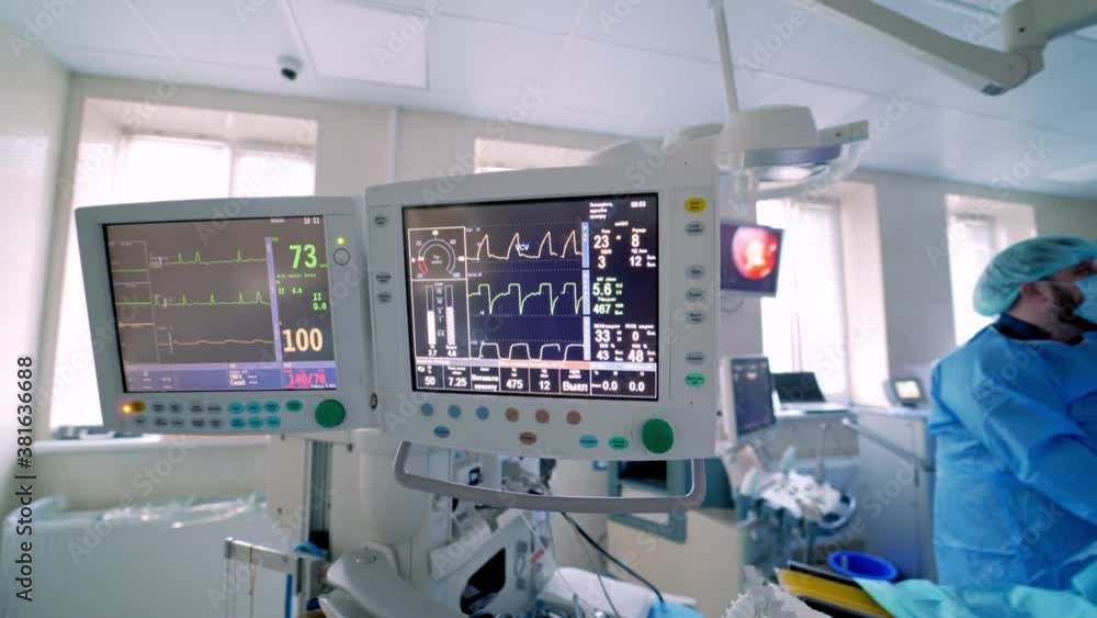 Medical screen that displays the parameters of the heart. Group of ...