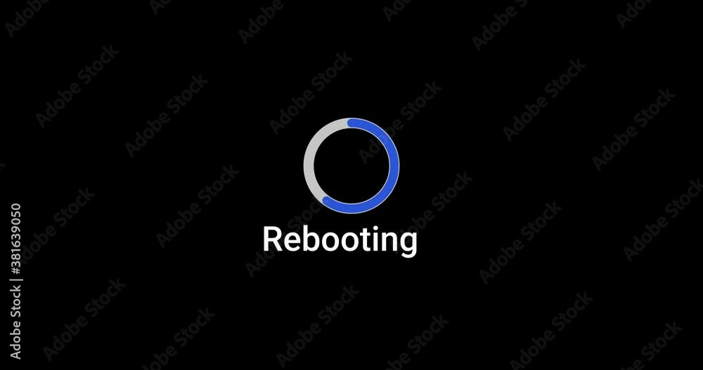 Rebooting progress bar computer screen animation loop isolated on black ...