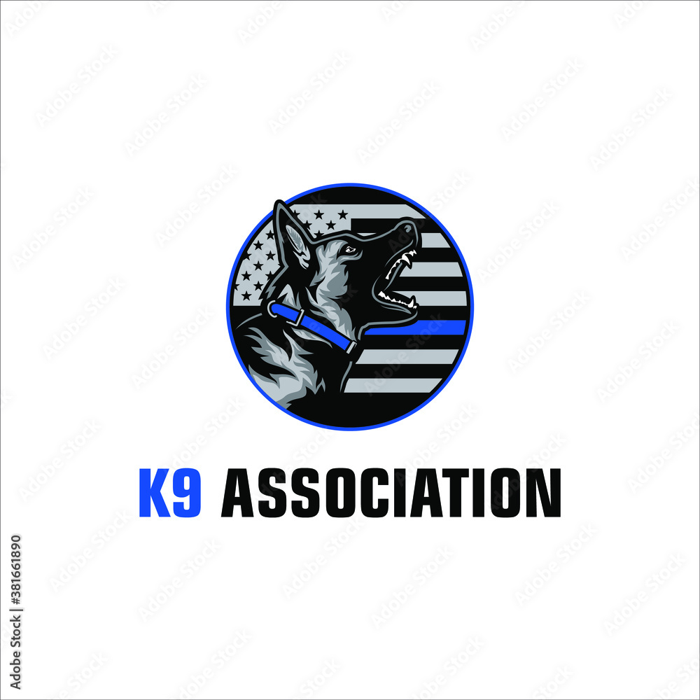 Thin blue line flag canine unit police dog Stock Vector | Adobe Stock