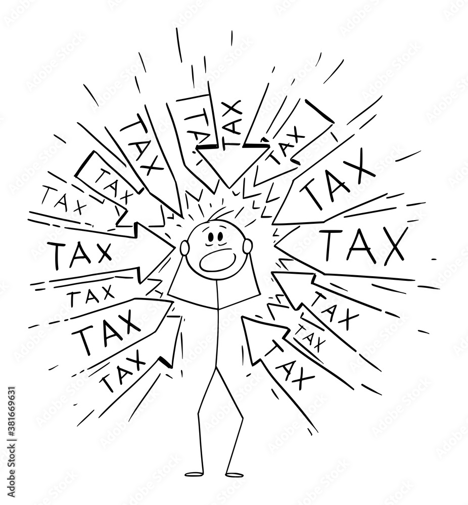 Vector cartoon stick figure drawing conceptual illustration of stressed ...