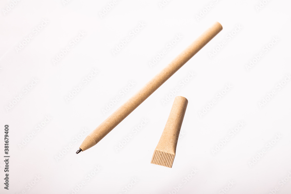 pen made of recycled paper. Environmentally friendly stationary ...