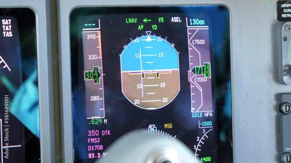 Close Up View Of Primary Flight Display (PFD) In The Airplane Cockpit ...