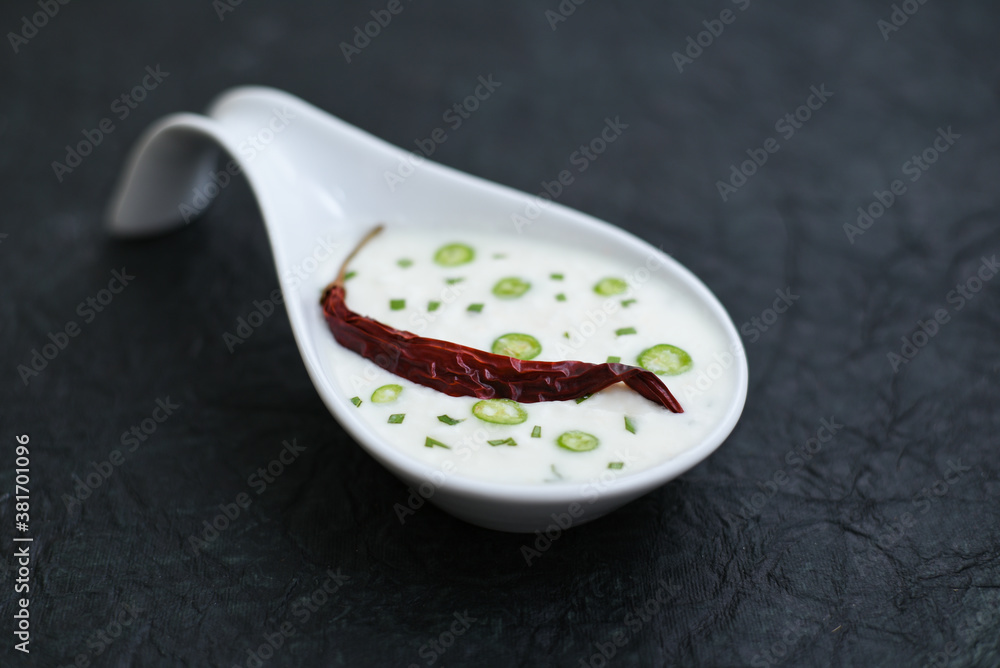 Stockfoto med beskrivningen Fresh Vegetable Raita or curd Mumbai North ...