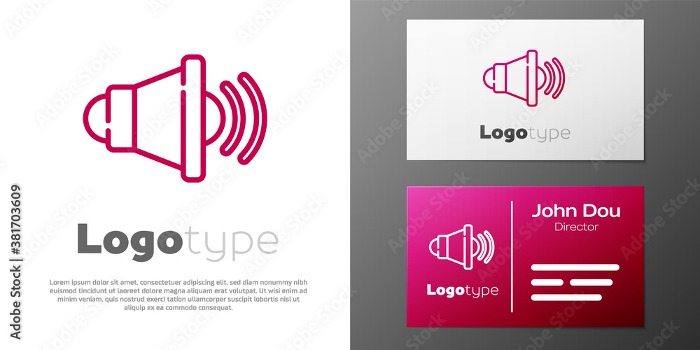 Logotype line Speaker volume, audio voice sound symbol, media music ...