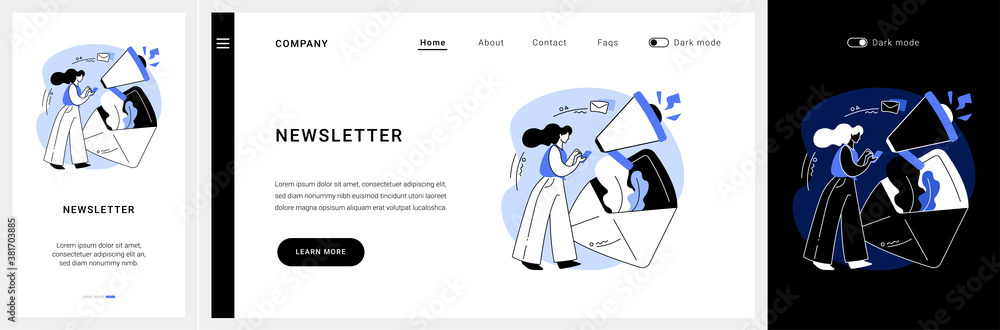 Newsletter website UI kit. Subscribe for latest news, newsletter ...