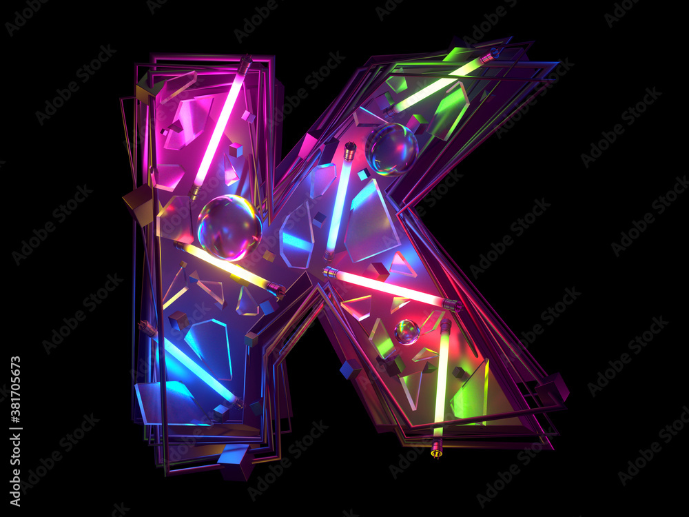 Abstract ultra neon font. Letter K. Stock Illustration | Adobe Stock