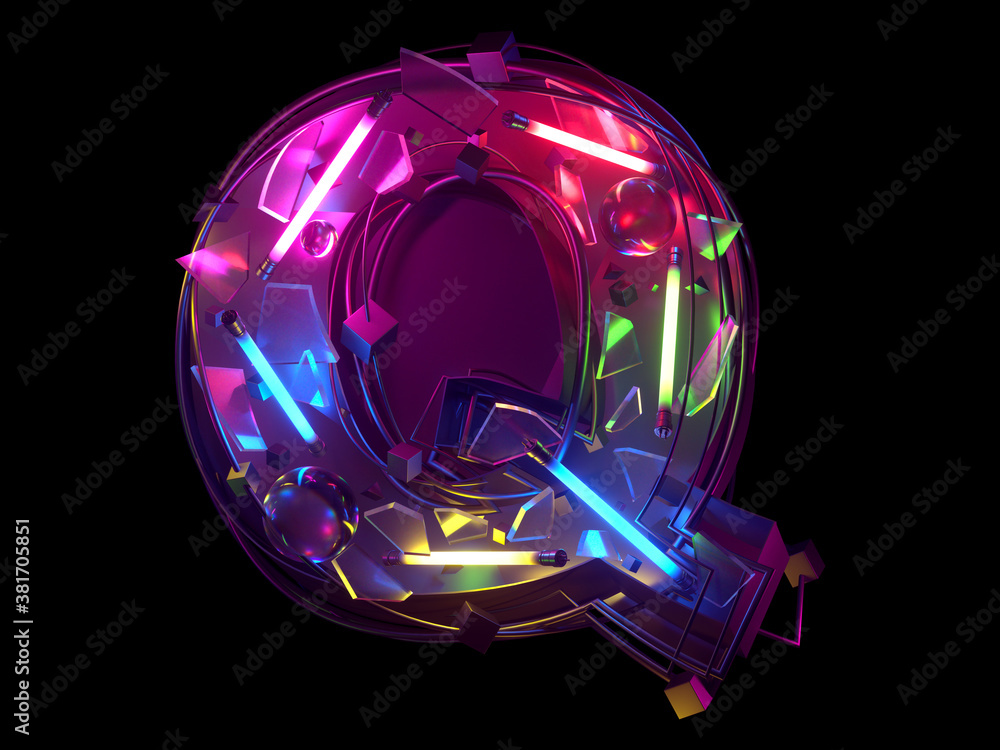 Abstract ultra neon font. Letter Q. Stock Illustration | Adobe Stock